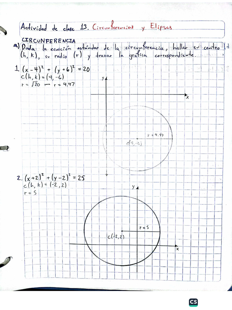 Actividad de Clase 13 - Circunferencias y Elipses | PDF