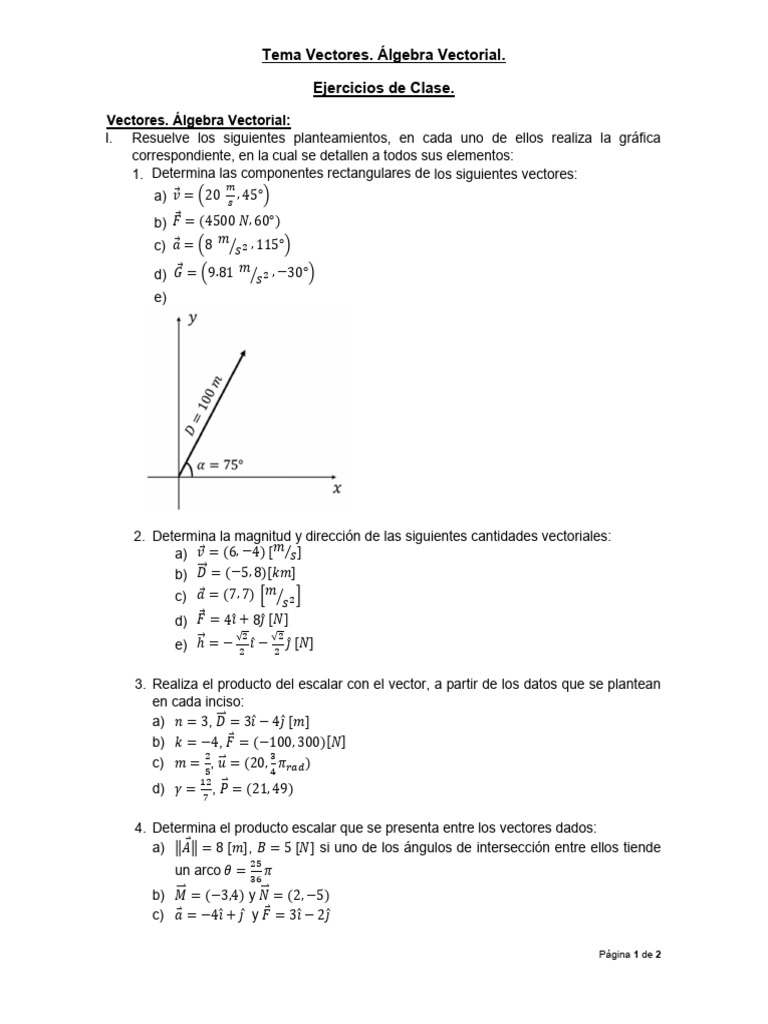 Tema Vectores. Álgebra Vectorial. | PDF | Vector Euclidiano | Escalar (Matemáticas)