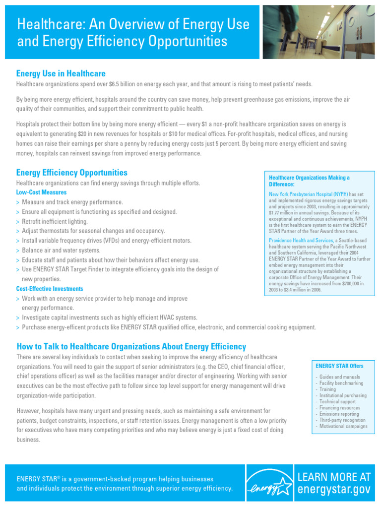 Healthcare An Overview of Energy Use and Energy Efficiency ...