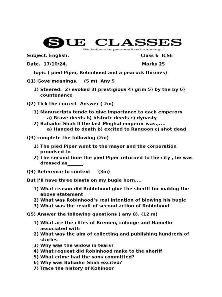 6 Icse English | PDF