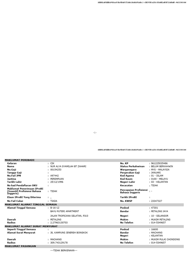SK Paparan Semakan Data PDF - CFM | PDF
