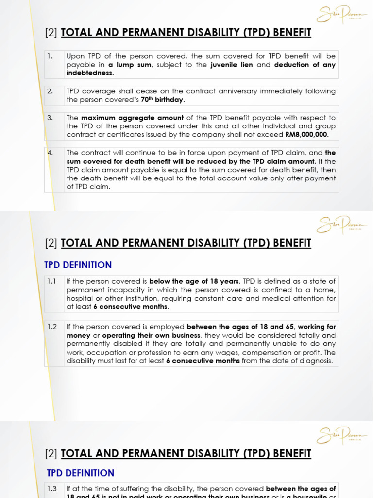 TPD Benefits | PDF | Disability | Economies
