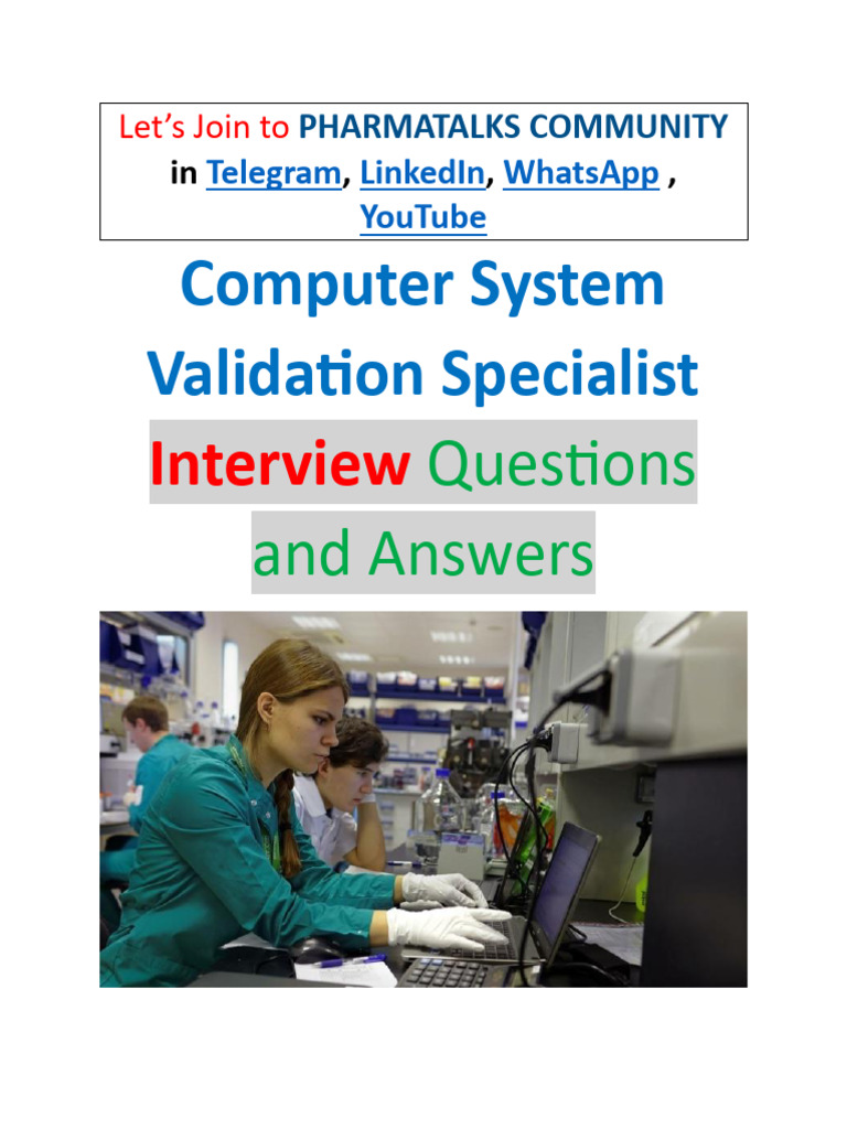 CSV Interview Questions and Answers | PDF | Verification And Validation | Regulatory Compliance