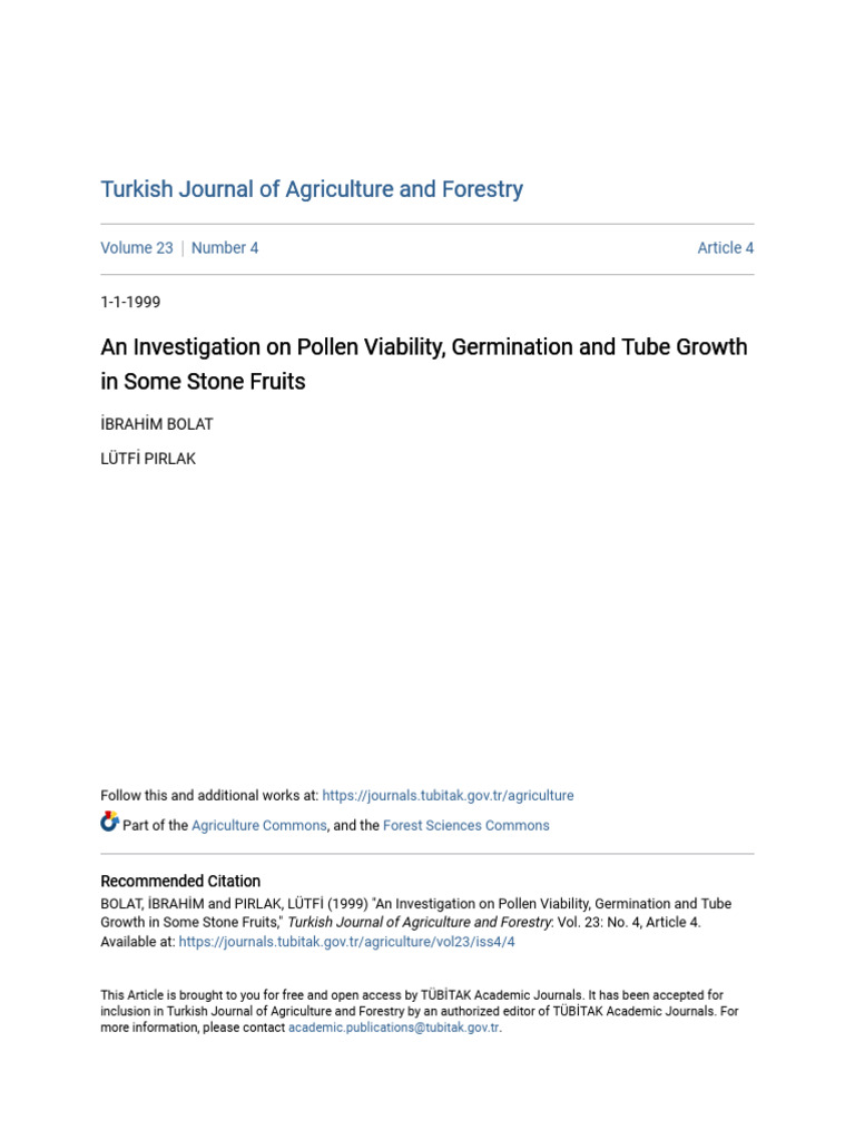 An Investigation On Pollen Viability Germination and Tube Growth | PDF ...