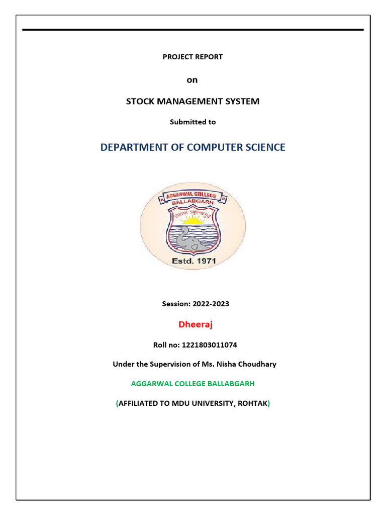 Mini Project Report Format (1 | PDF | Barcode | Retail