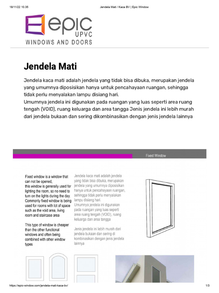 Jendela Mati - Kaca BV - Epic Window | PDF