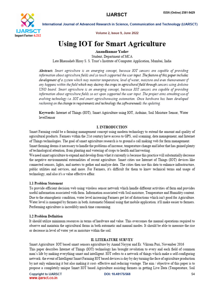Research paper 1 | PDF | Internet Of Things | Agriculture