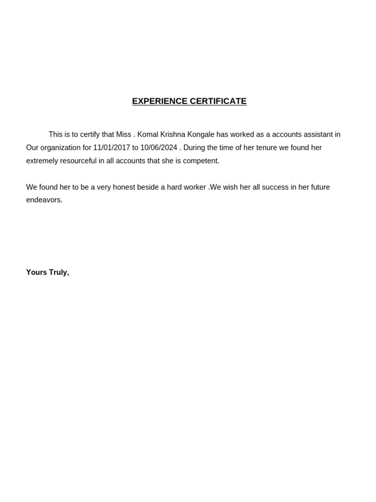 Experience Letter | PDF