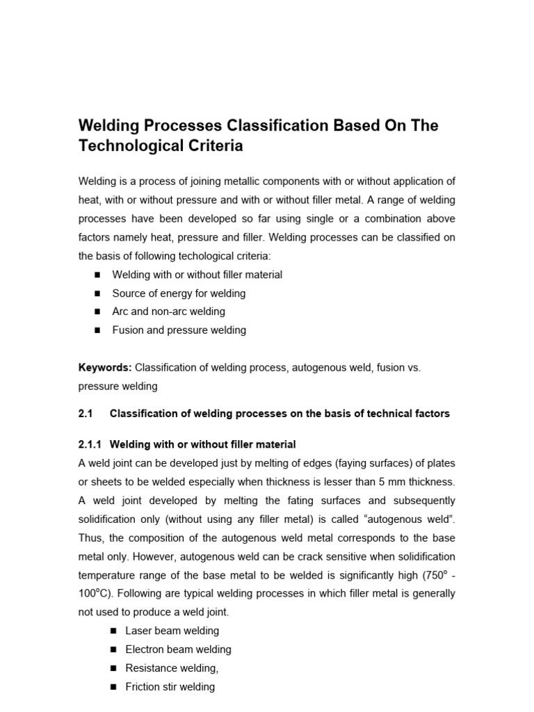 Welding Processes Classification | PDF | Welding | Construction