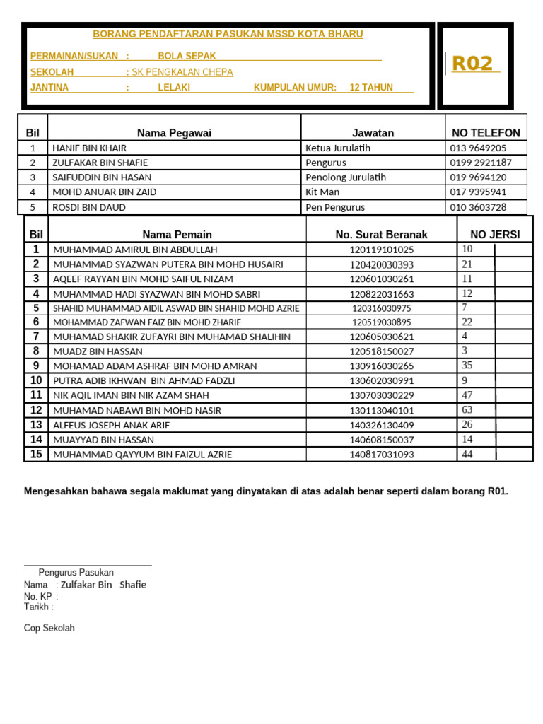 Borang Pendaftaran R02 | PDF