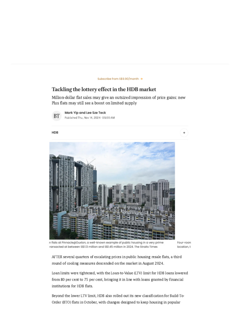 Tackling the lottery effect in the HDB marketi | PDF
