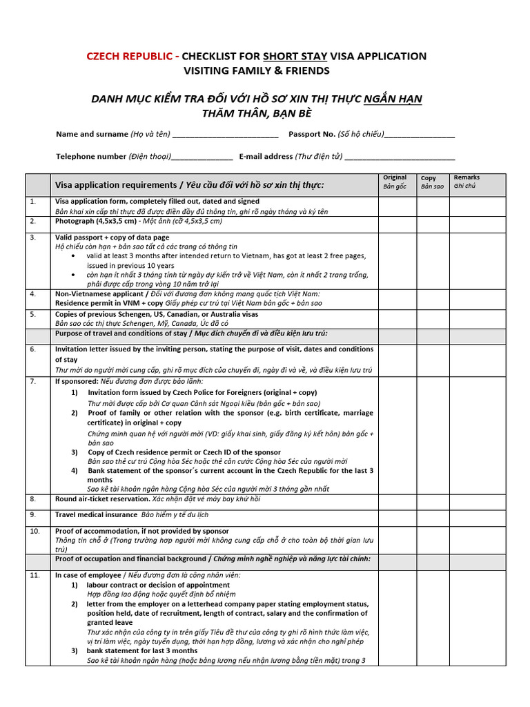 Checklist Visit To Family Friend CZE | PDF