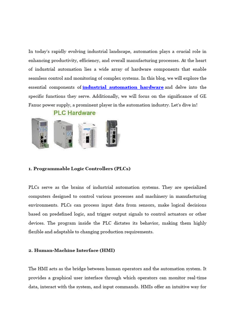 The Key Components of Industrial Automation Hardware and Their ...