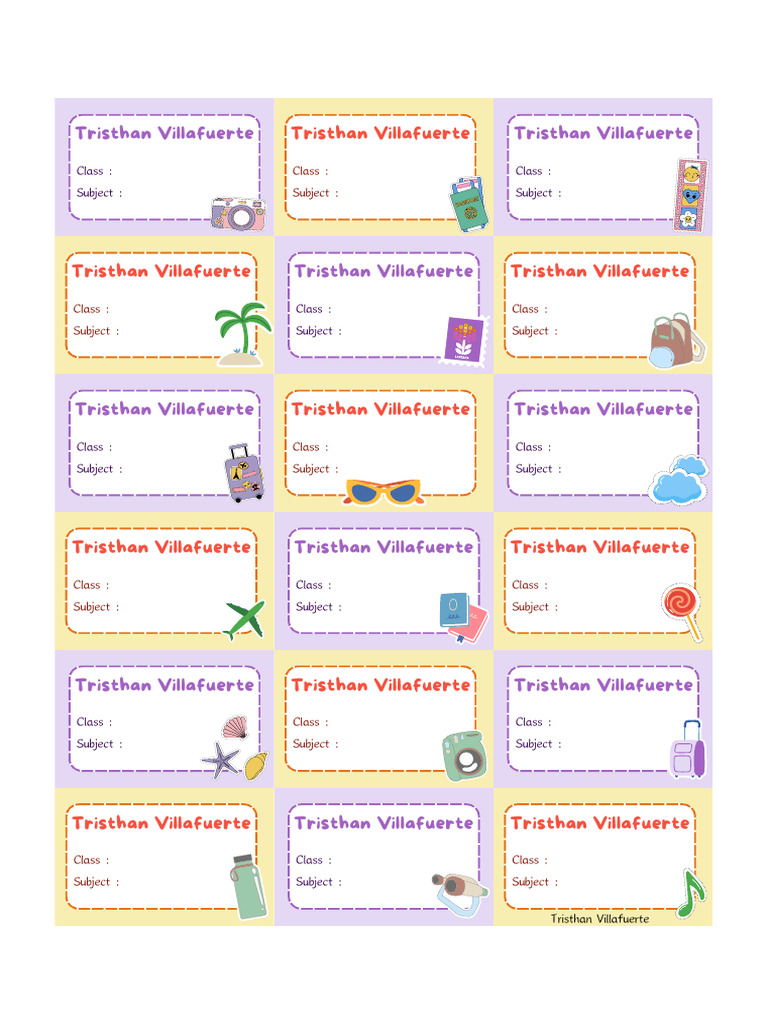 Yellow Purple Playful Cute Name Label | PDF | Social Science