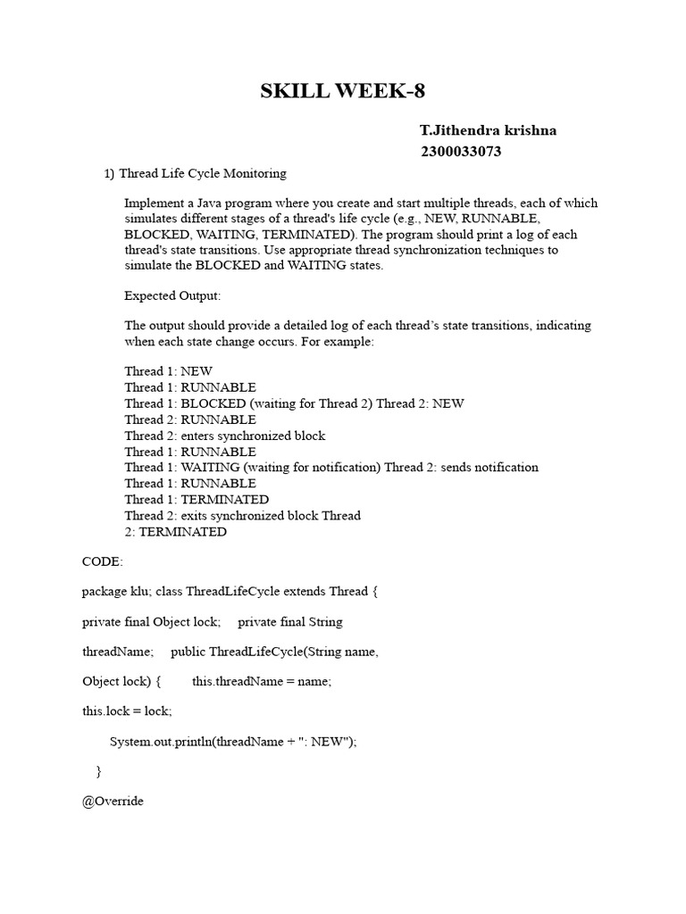 skill week 8 | PDF | Thread (Computing) | Computing