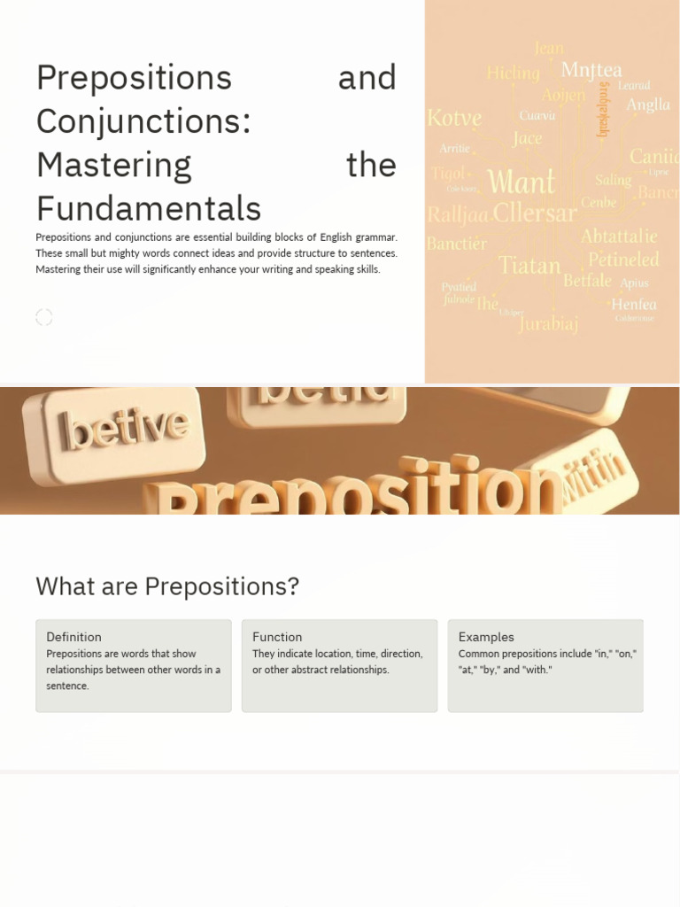 Prepositions and Conjunctions Mastering the Fundamentals.pdf | PDF | Preposition And ...