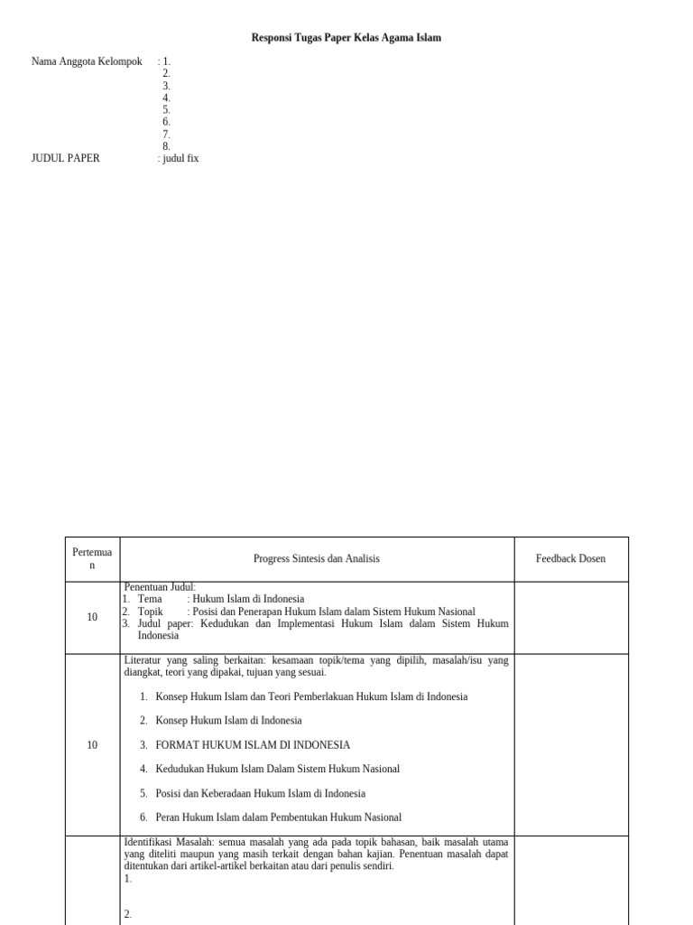 9 Responsi Penulisan Paper Agama Islam - Kelompok - 2 | PDF