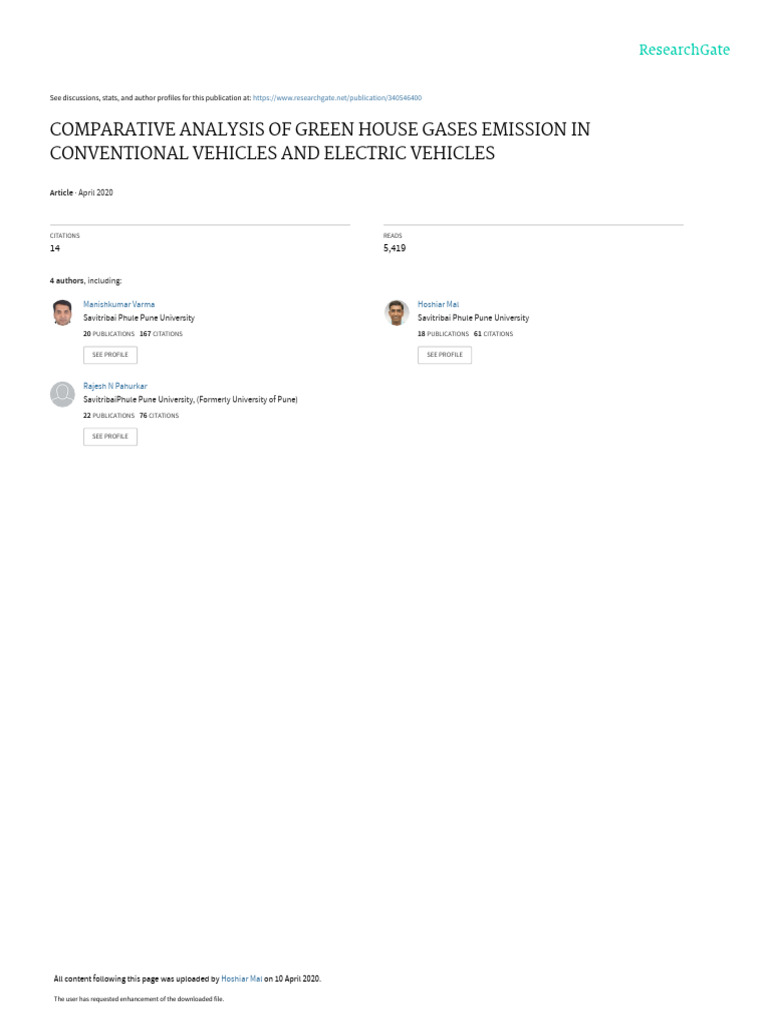 Comparative Analysis of Green House Gas Emission From Conventional Vs ...