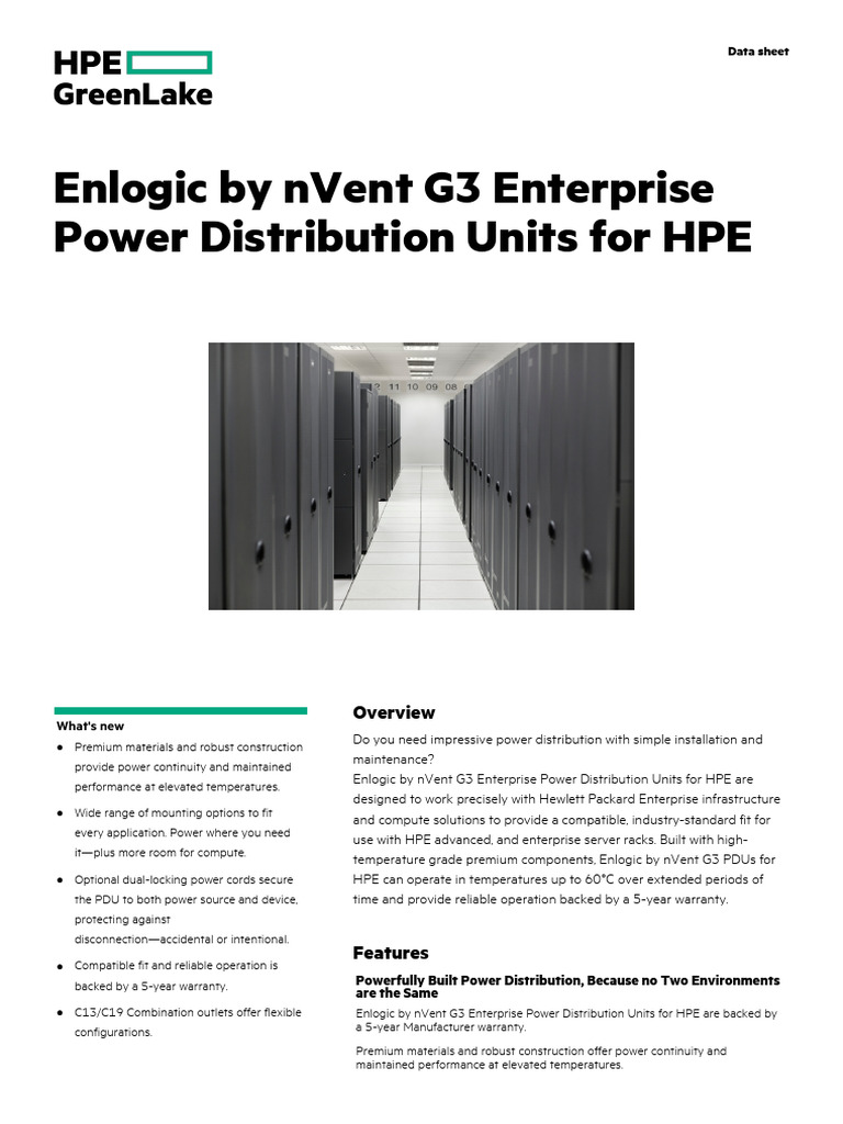 Enlogic by Nvent G3 Enterprise Power Distribution Units For HPE Datasheet | PDF | Computing ...