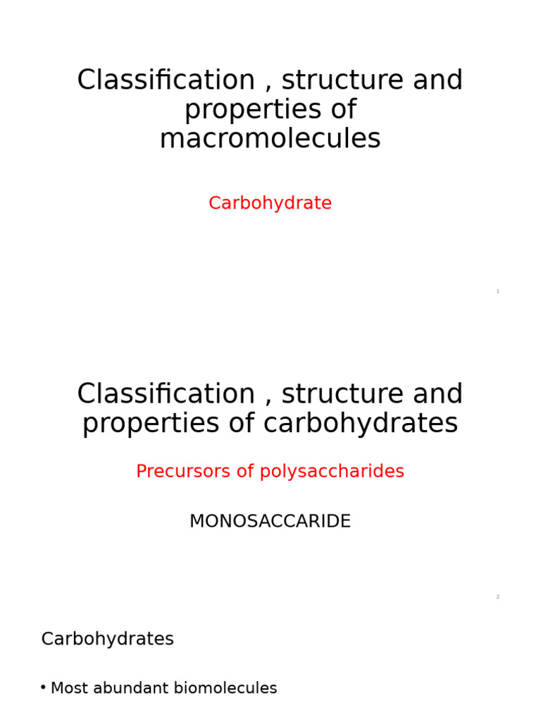 Carbohydrate Classification and Properties | PDF | Carbohydrates | Glucose