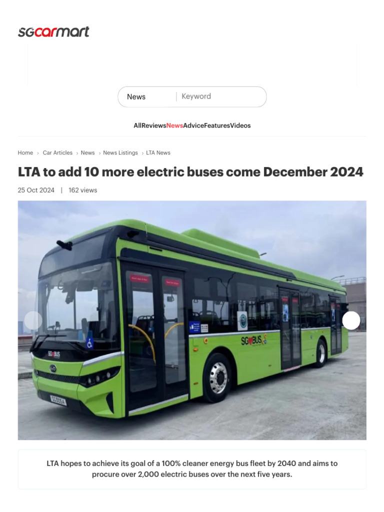 LTA To Add 10 More Electric Buses Come December 2024 | PDF | Electric ...