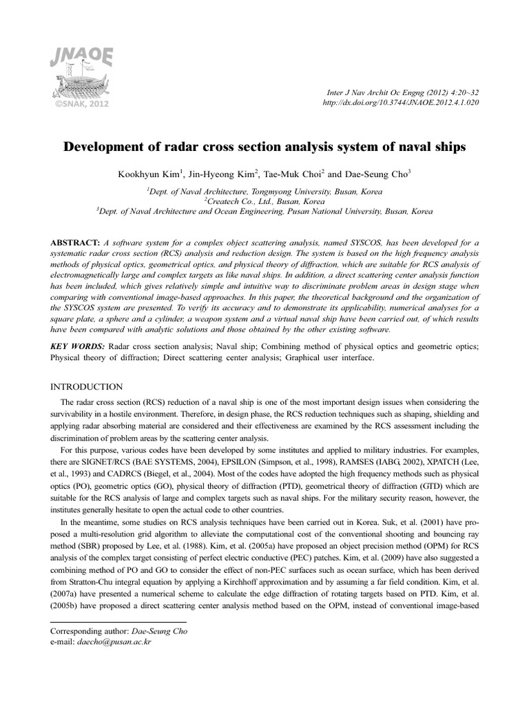 (2012) Development of Radar Cross Section Analysis System of Naval ...