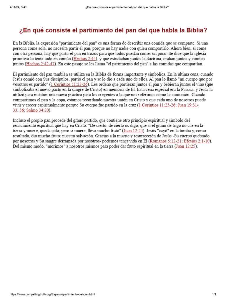 ¿En Qué Consiste El Partimiento Del Pan Del Que Habla La Biblia | PDF ...