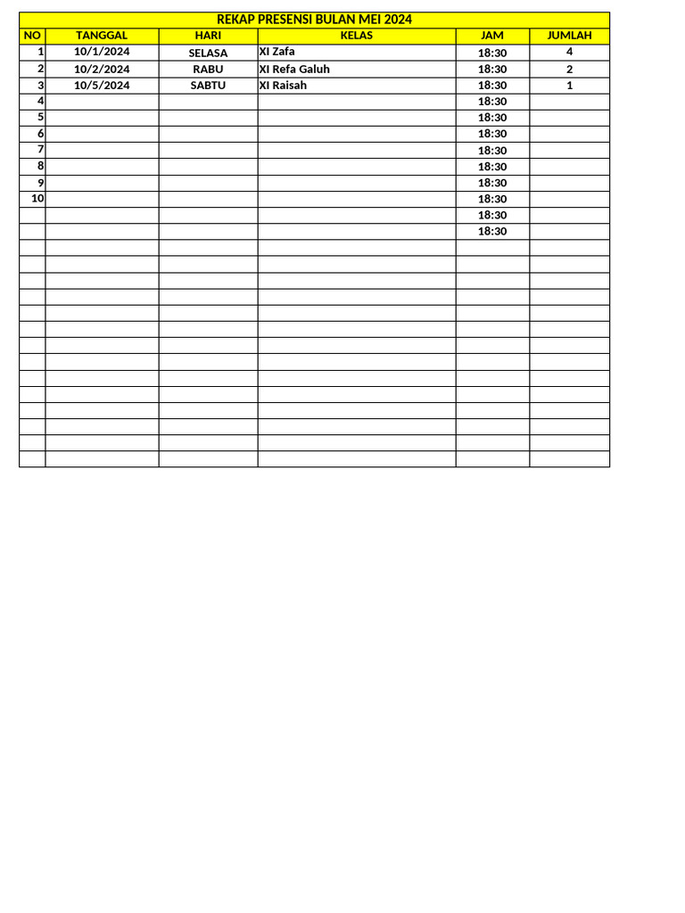 Rekap Presensi Alpha-1 | PDF