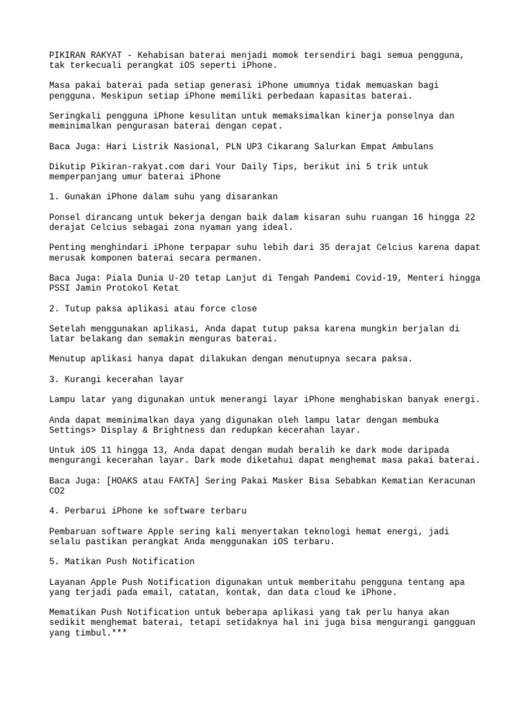 Trik Hemat Baterai iPhone 13 | PDF | Komputer