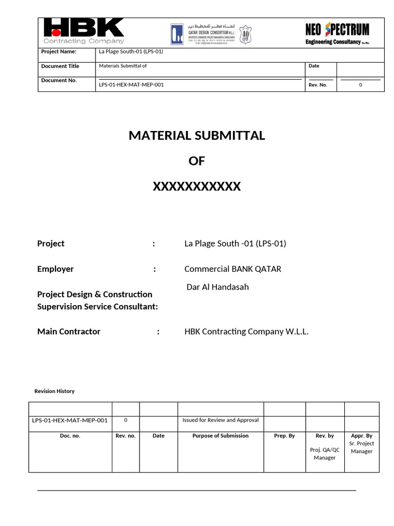 Template For Material Submittal | PDF | Specification (Technical ...