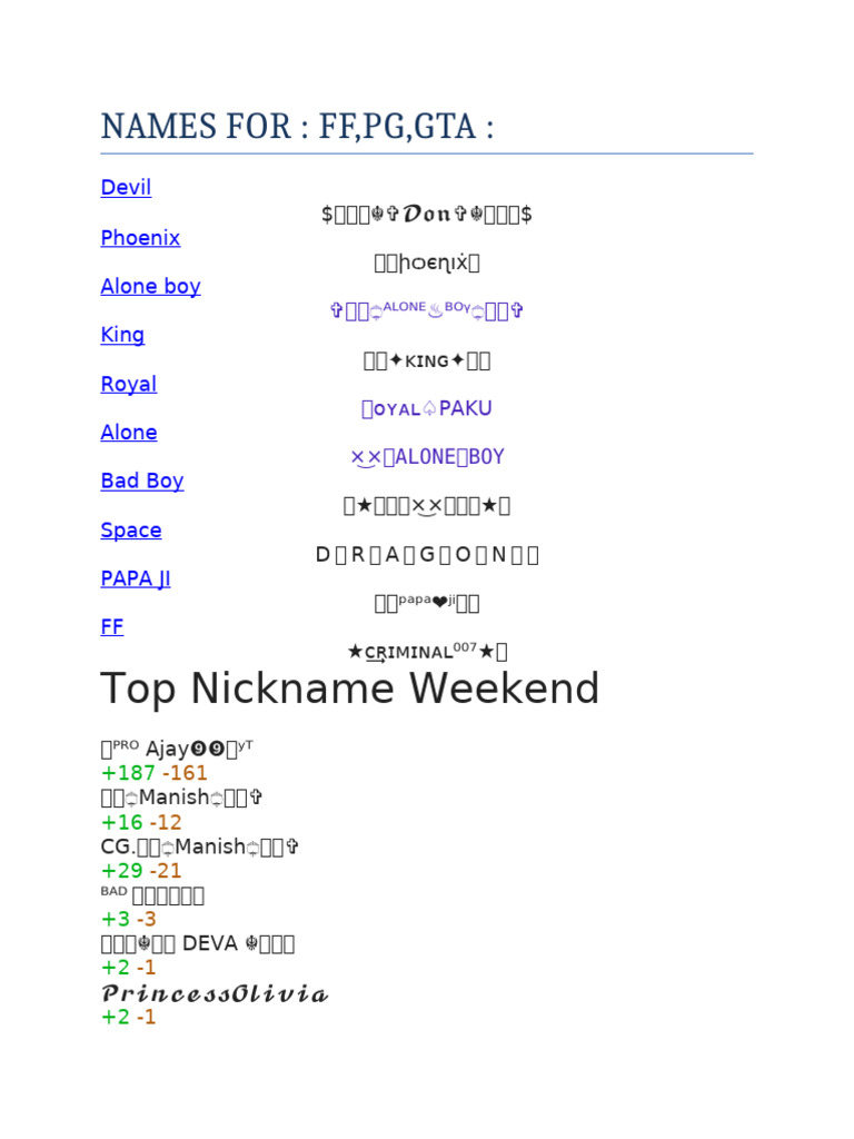 Names For Games | PDF | Encodings | Writing