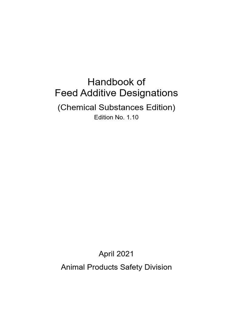 Feed Additive Designation Handbook | PDF | Detection Limit | Toxicity