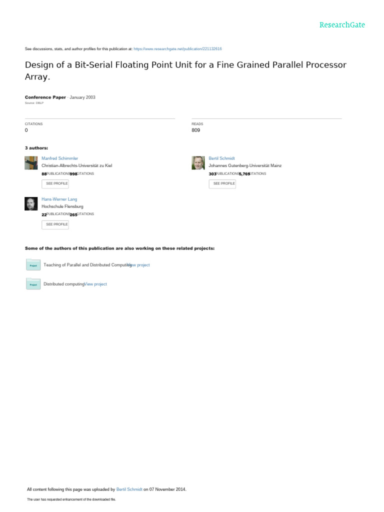Design of A Bit-Serial Floating Point Unit For A F | PDF | Central Processing Unit | Computer ...