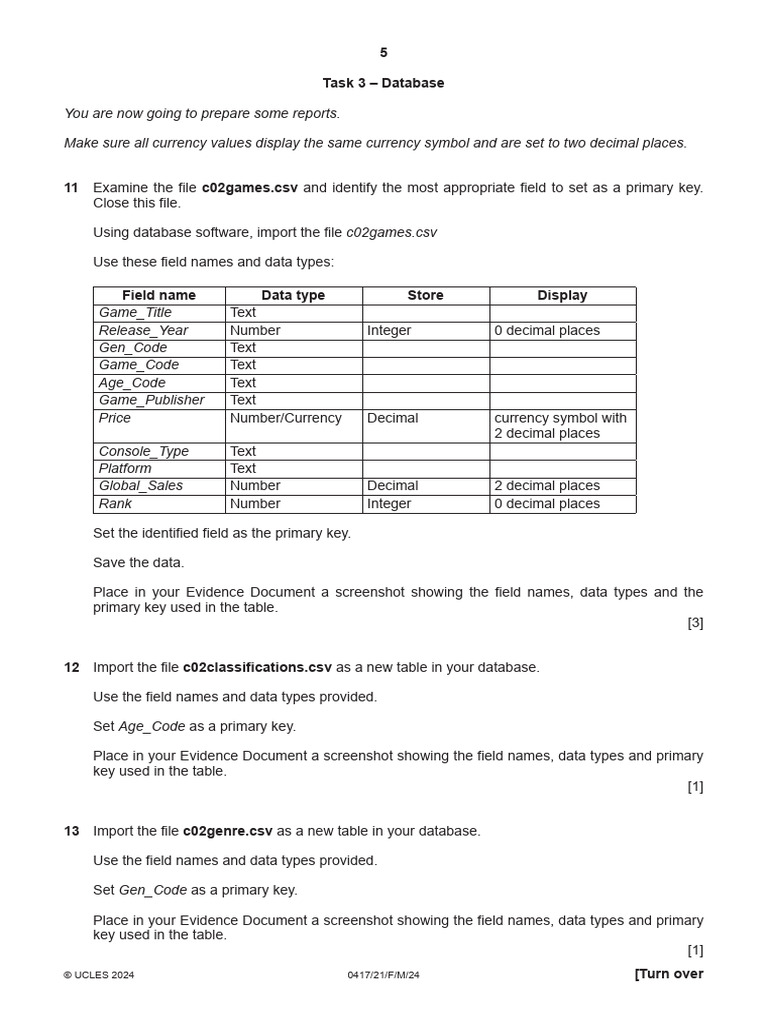 MS Access Practice 2023 For IGCSE | PDF | Comma Separated Values | Data Type