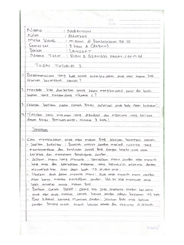 Tugas Tutorial 2 - Materi & Pembelajaran Ipa SD - 856047005 | PDF