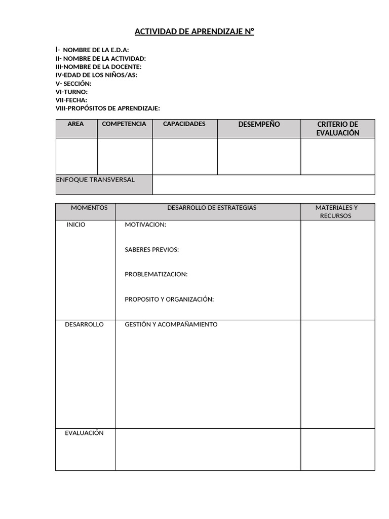 Esquema Actividad de Aprendizaje | PDF