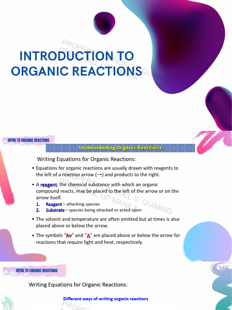 org reactions | PDF | Chemical Reactions | Redox