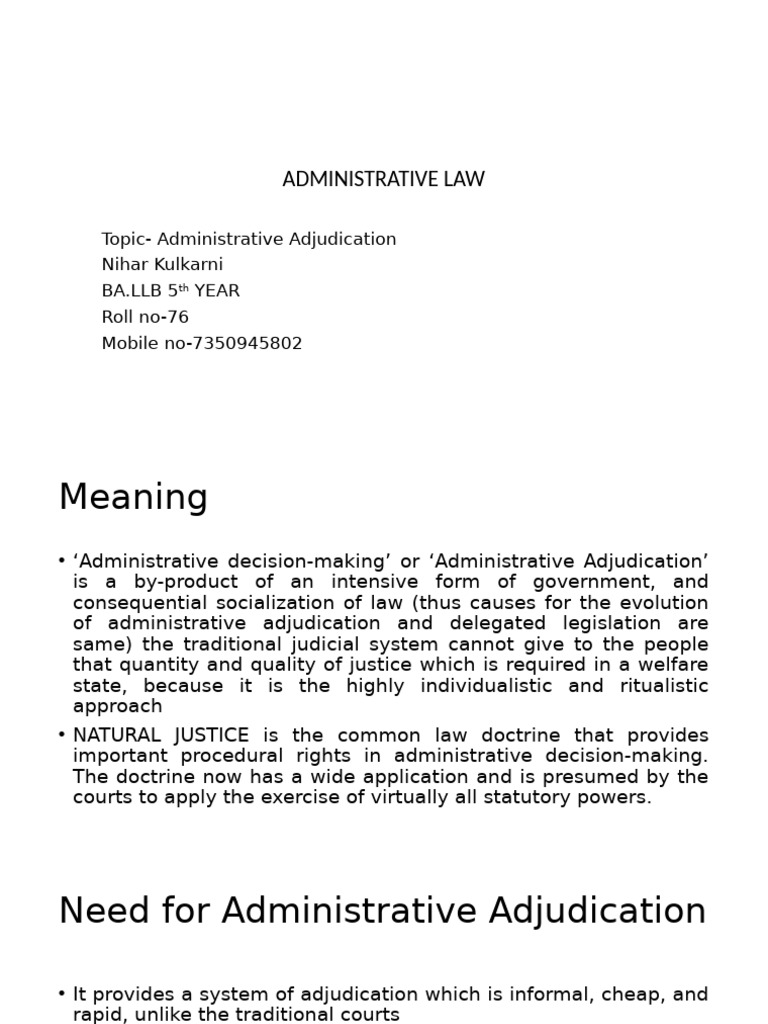 Adminstrative Law Nihar Kulkarni 76 | PDF | Adjudication | Administrative Law
