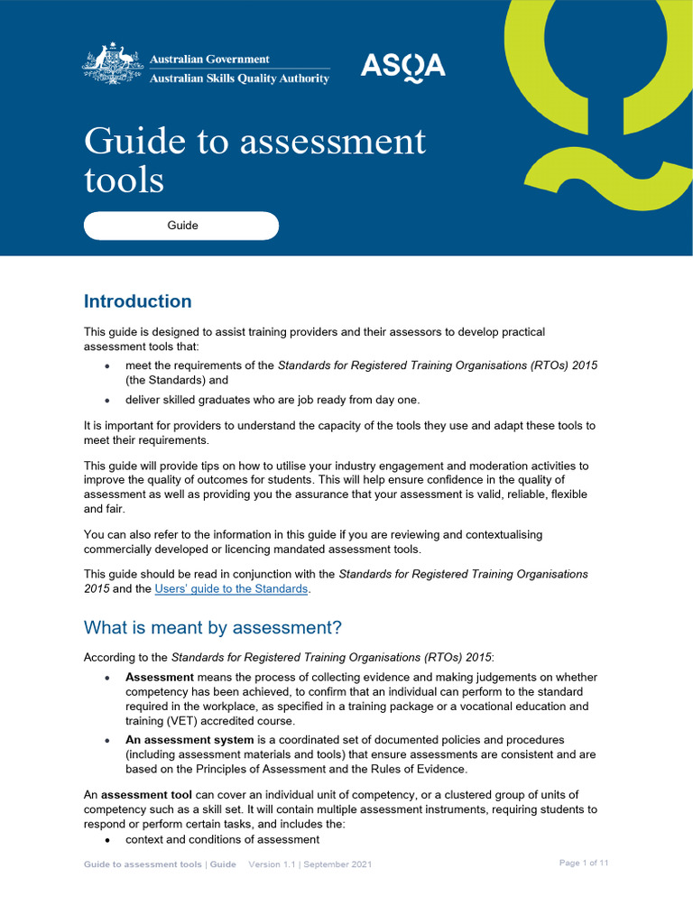Guide To Assessment Tools V1 1 Pdf Educational Assessment Point