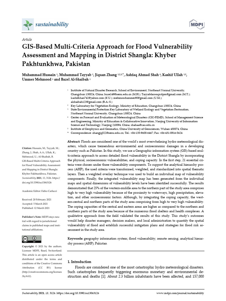 GIS-Based Multi-Criteria Approach For Flood Vulner | PDF | Flood | Vulnerability