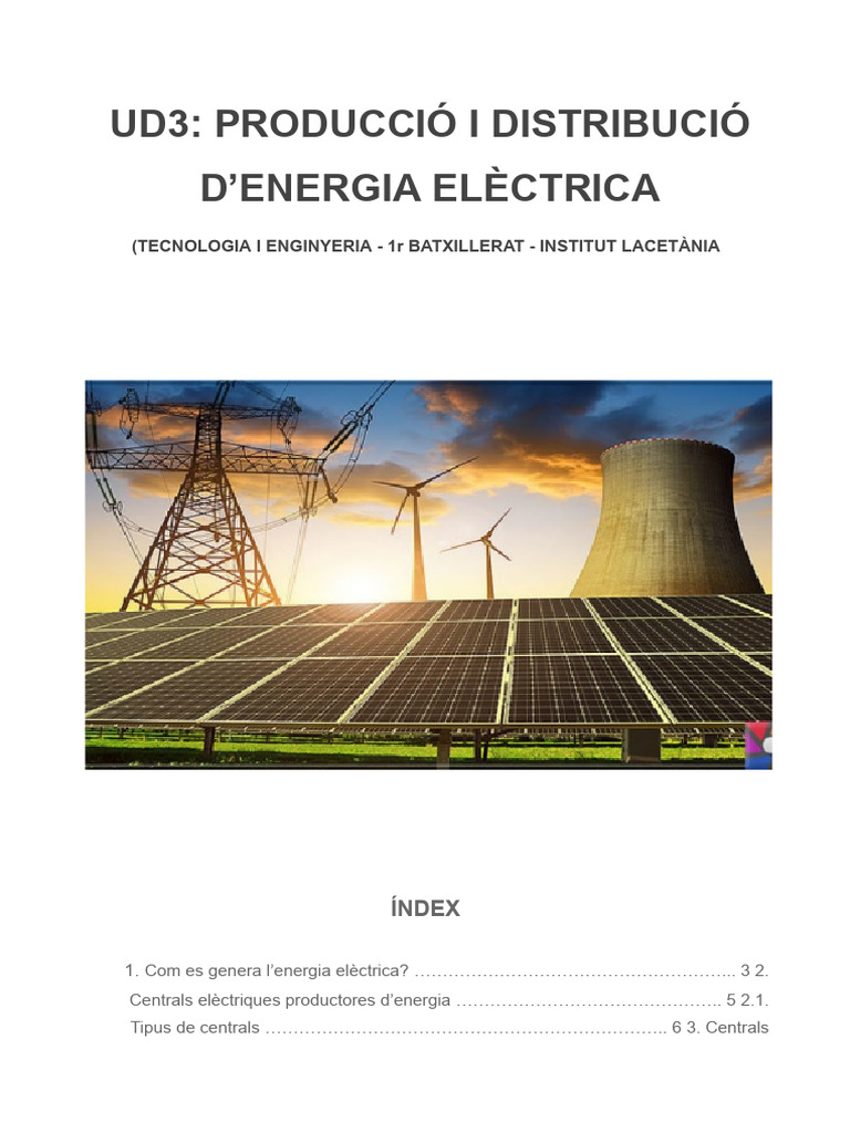 Ud3 Producció I Distribució D'energia Elèctrica | PDF
