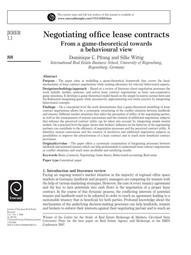 2008 Negotiating Office Lease Contracts | PDF | Negotiation | Lease