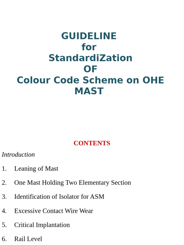 Guidelines For Standadisation of Colour Code Scheme On OHE Mast - Feb ...