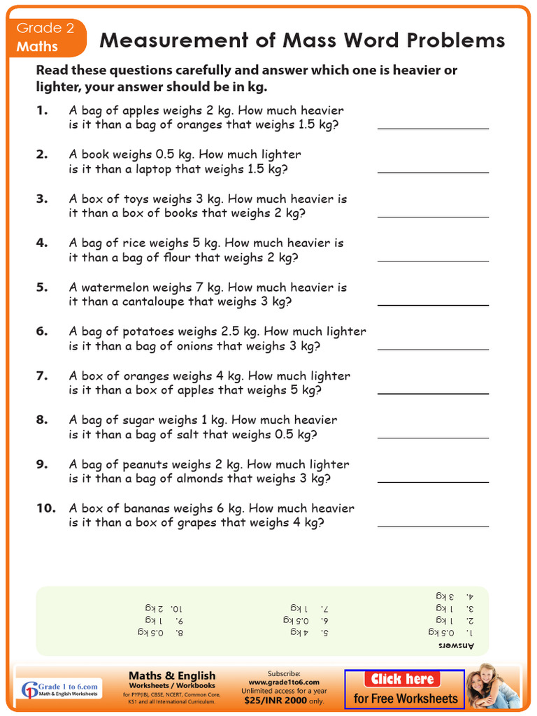 Mass Word Problems | PDF