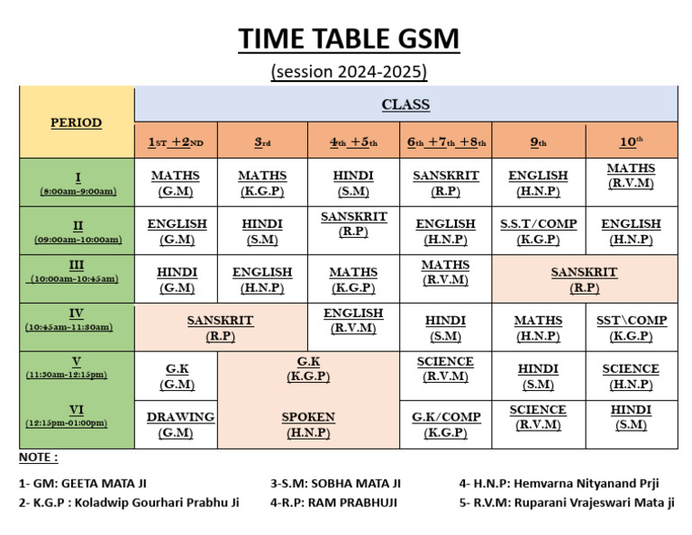 TIME TABLE | PDF | Languages Of India | Languages Of Asia