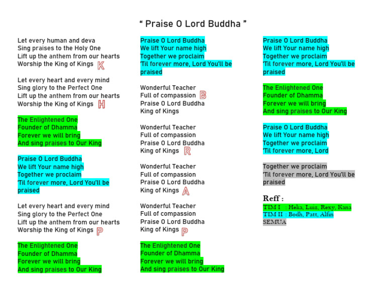 Praise O Lord Buddha | PDF | Religion & Spirituality