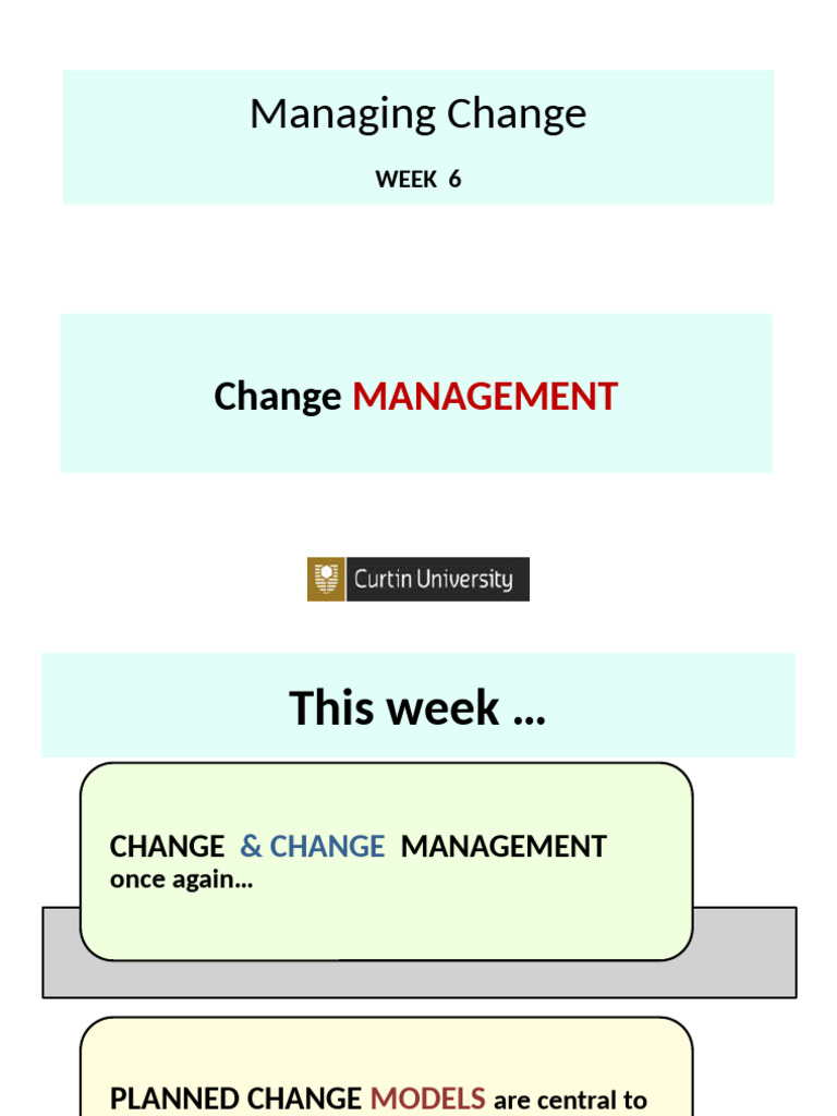 Change Management Models Guide | PDF | Change Management | Leadership