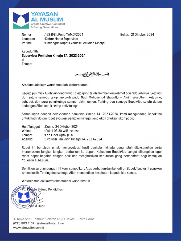 162 - Surat Undangan Rapat Evaluasi PKG 23-24 | PDF