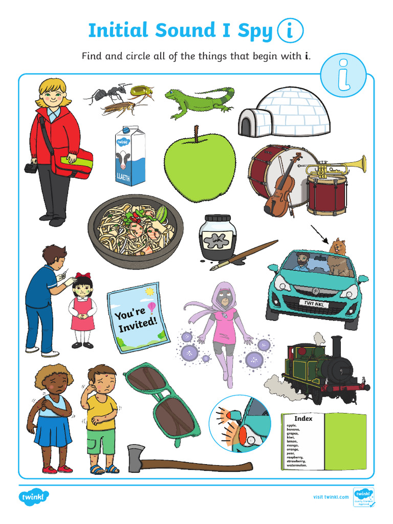 Initial Sound I Spy Activity Letter I | PDF | Language Arts ...