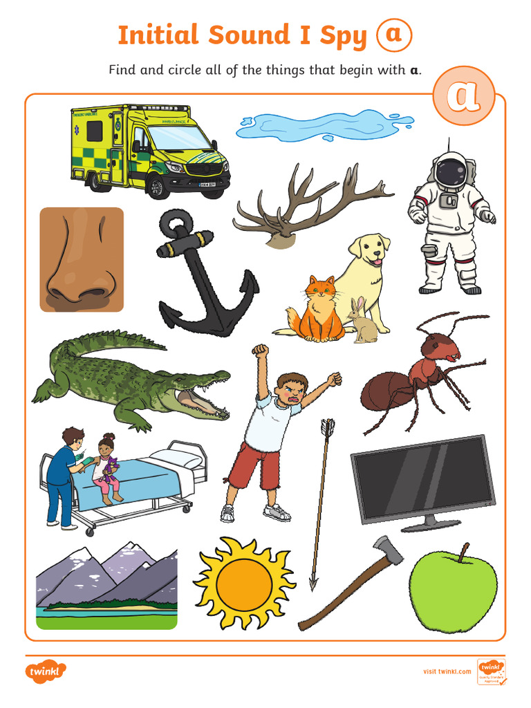 Initial Sound I Spy Activity Letter A | PDF | Language Arts & Discipline
